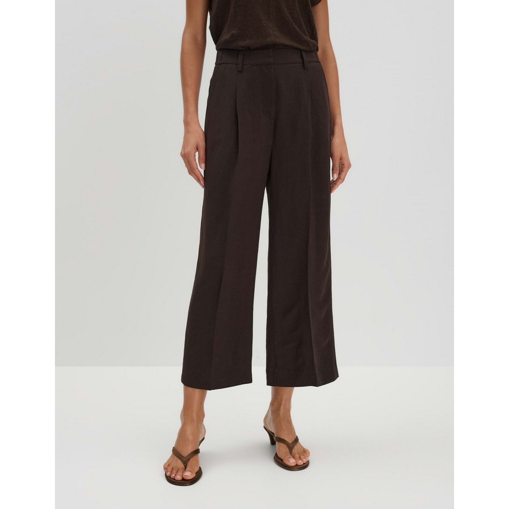 Someday CELINO CROPPED Wide Culotte aus Viskose Leinen Mix dark espresso - Shoes and the City